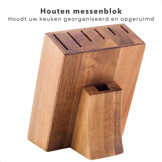Cheqo® Luxe Messenblok - Houten Blok - Messen Blok - Antislip ...