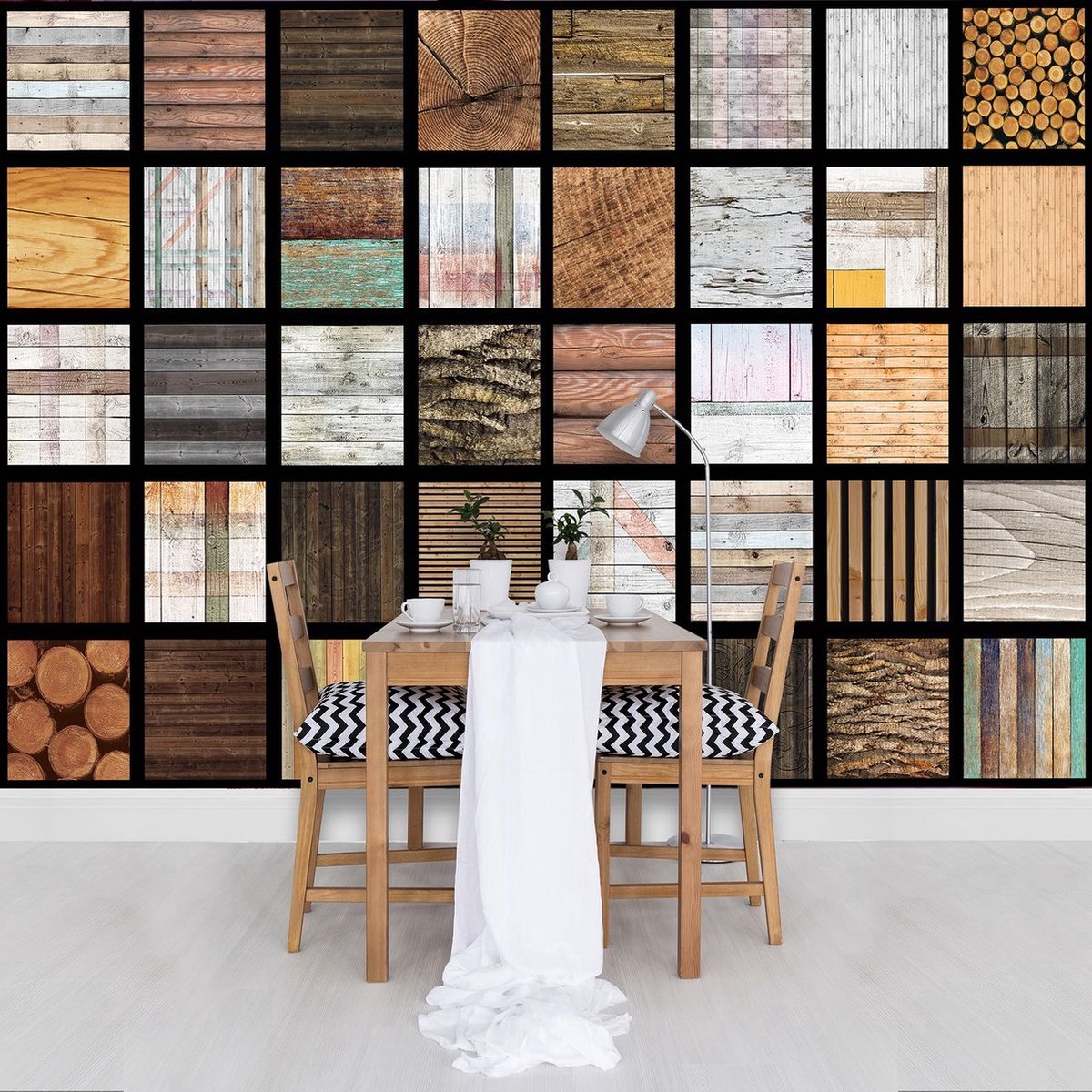 Fotobehang - Vlies Behang - Collage van Houten Planken - 368 x 254 cm ...