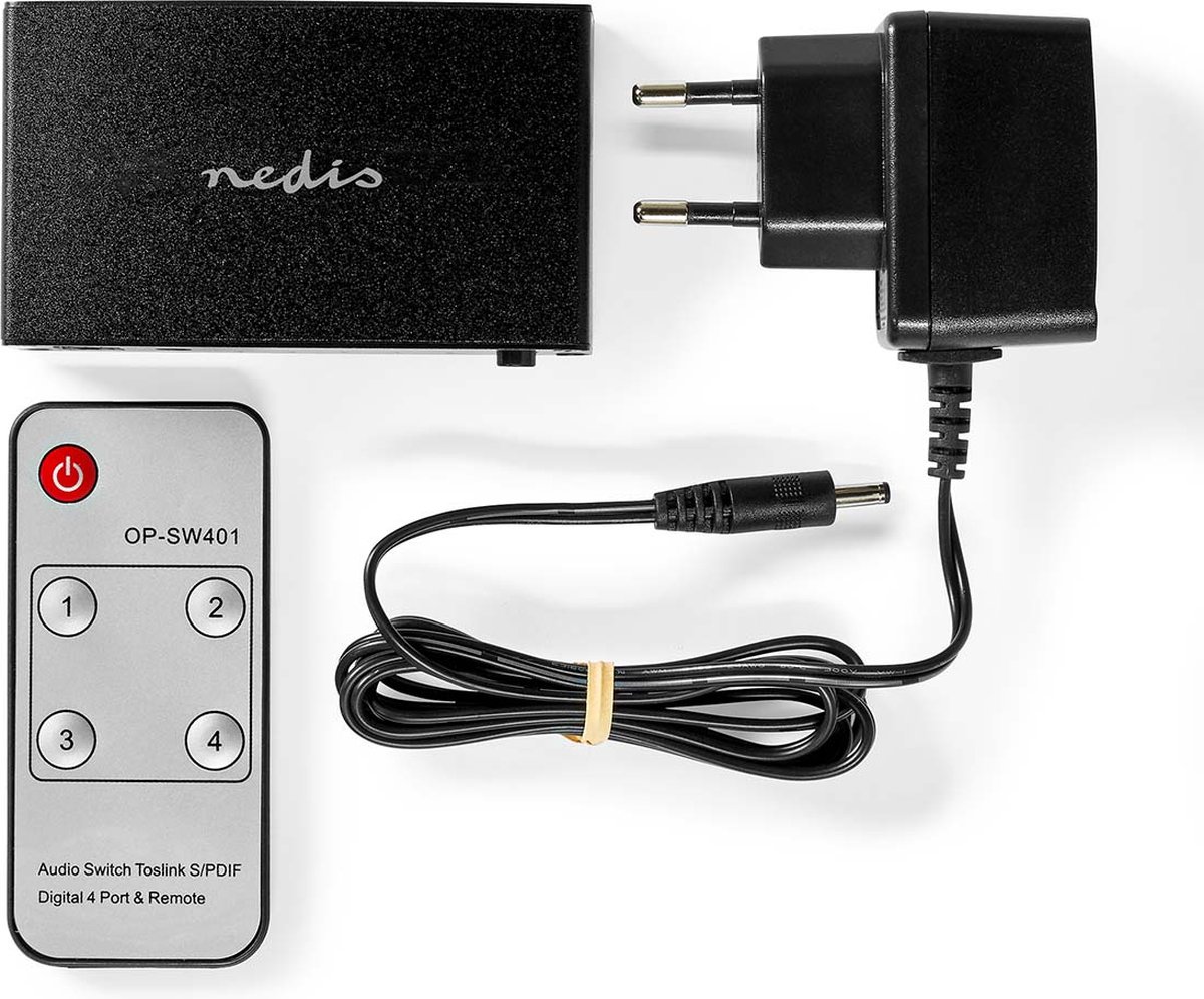 Digitale Audio-Switch - 4-wegs - Input: DC Power / 4x TosLink - Output ...