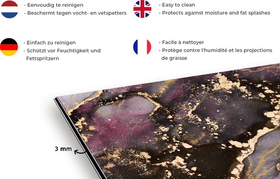 Spatscherm - Gold - Steen - Marmer print - Spatwand - Goud - Abstract ...