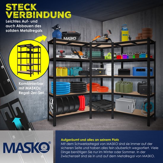 MASKO® Hoeklegbord Opbergrek Zwaar belastbaar legbord, kelderlegbord ...