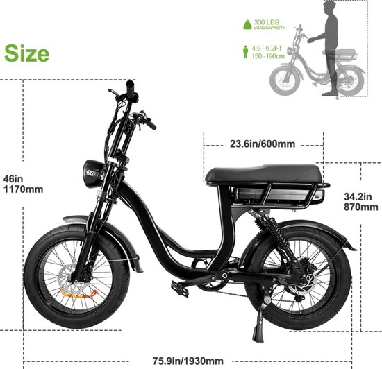 Comfort Inz Eb8 Fatbike E Bike Elektrische Fiets 250w 17 5 Ah