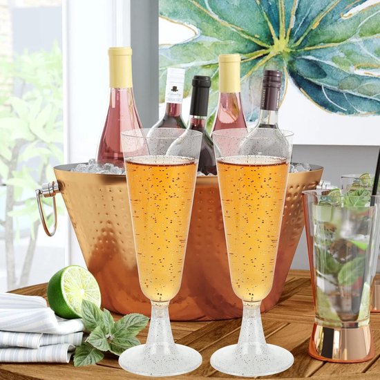 Dailygoods- Champagnefluiten 100-pack - Herbruikbare kunststof glazen ...
