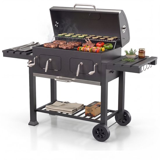 KitchenBrothers Houtskool BBQ XL - Dual Zone Smoker Barbecue - Met ...