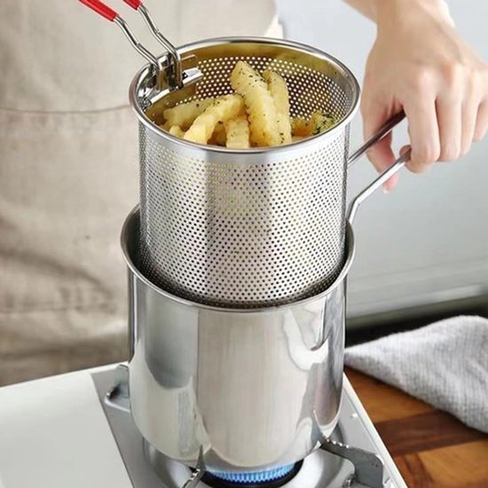 2 stuks - Kleine Frituur Pan - Friteuse - Inclusief Frituurmandje ...