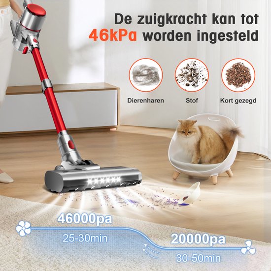Elekiatech Steelstofzuiger- 46000Pa - 50 Minuten Gebruikstijd - 8 Kegel ...