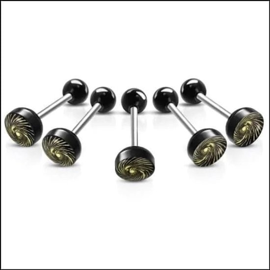 Aramat Jewels - Tongpiercing - Stalen Logo Tongpiercing met Acryl ...