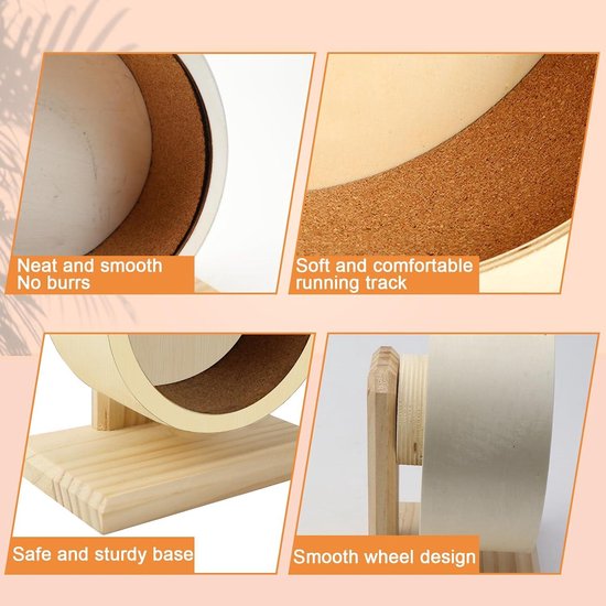 Houten hamsterwiel - 15 cm - Stil loopwiel voor dwerghamsters, degus en racemuizen met... | bol