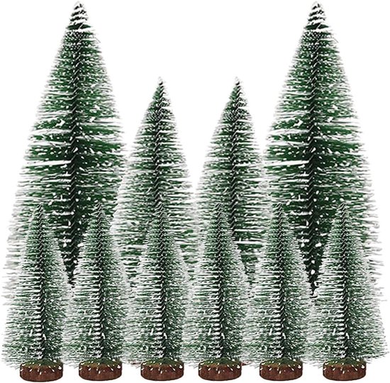 10 Pack Green Mini Pine Tree Desktop Mini Christmas Trees Matte Sisal ...