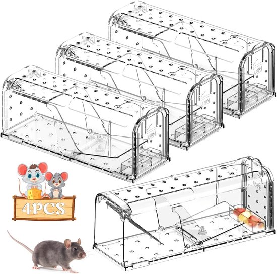 Herbruikbare levendige muizenval - 4 delig, ideaal voor het vangen van ...