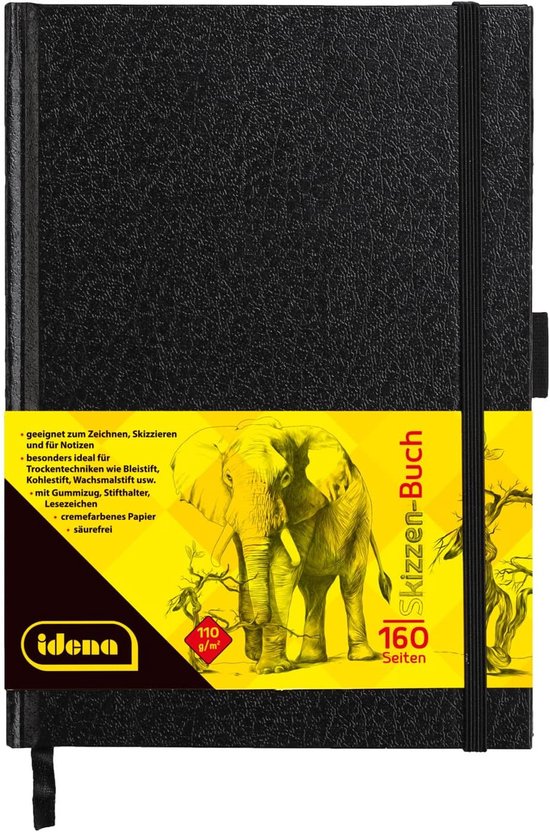 Schetsboek A5 - Blanco, 80 pagina's, 110 g/m², Harde Kaft, Zwart | bol