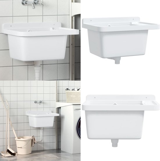 vidaXL Wasbak wandgemonteerd 50x35x24 cm hars wit - Wasbak - Wasbakken ...