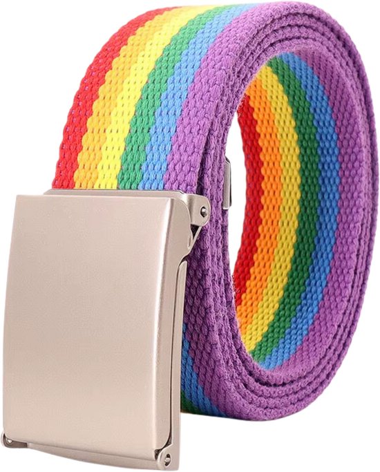 D-Clip Riem - 7-Kleuren Regenboog - Ultra Lange LGBTQ Riem met Ijzeren Gesp - Rainbow... | bol