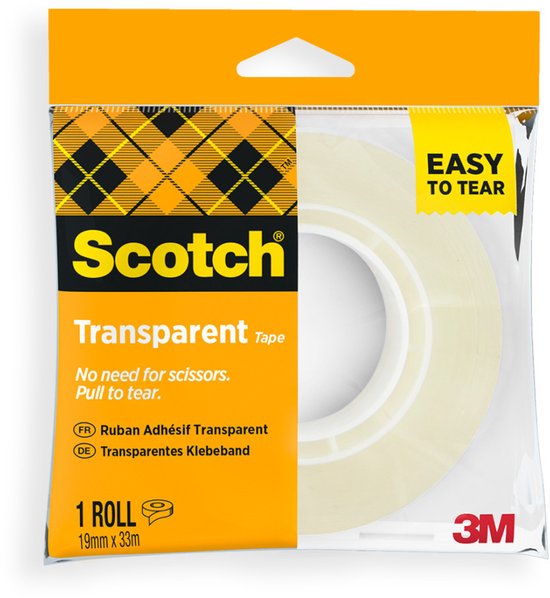 Plakband scotch 508 19mmx33m transparant 1 rol | 8 stuks | bol