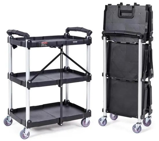 Serveerwagen - Keukentrolley - Utility Cart - Roltafel - Vouwbare - 3-Tier - Slim... | bol