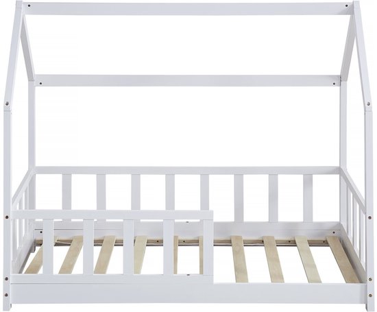 Kinderbed houten bed huisje met uitvalbeveiliging "Charlotte" - Wit ...