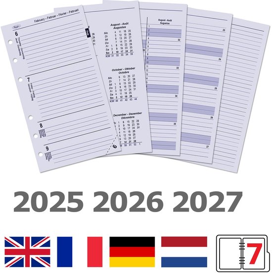 Kalpa 170 x 95 mm Personal Agenda Planner Vulling Papier EN DE FR 2025 ...