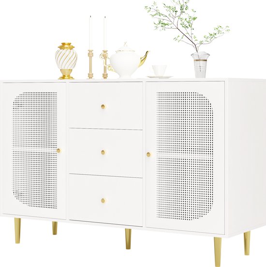 Merax Sideboard met Rattan Deuren - Opbergkast met Lades ...
