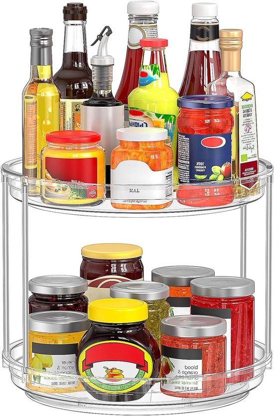2 Tier Rotating Spice Rack 23.5 cm - Swivel Kitchen Tray 360 Degrees ...