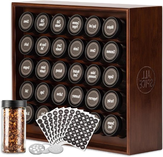 Kruidenrek van Hout met 30 potten van 118 ml - Walnoot | bol