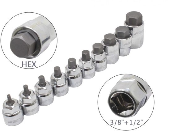 metrisch inbus doppen set - inbus doppen 10 delig - inbusdop - inbusbit ...