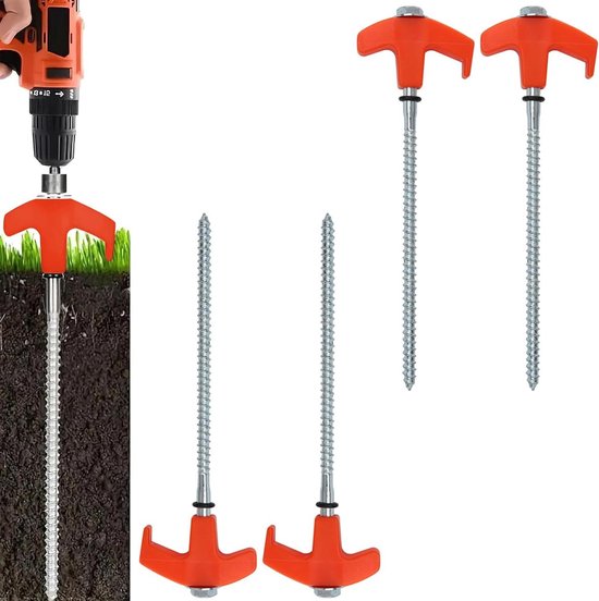 4-delige Swivel Threaded Tent Pegs Set - M8 Robuuste stalen haringen ...