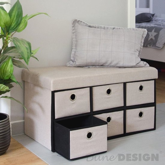 Opvouwbare Zitbank met Opbergruimte - Modern Beige-Grijs, 76 x 38 x 38 ...
