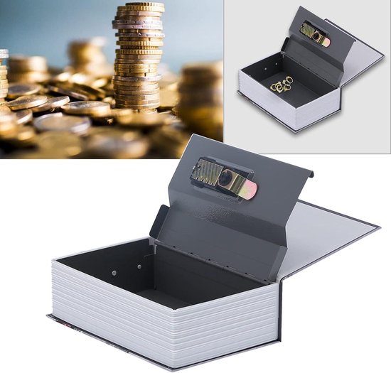 Boekvormige kluis met combinatiecode voor het veilig opbergen van geld ...