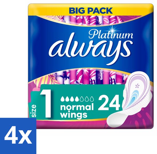 Always Platinum - Maandverband - Maat 1 - Normal Wings - Big Pack - 24 ...