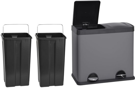 48 Liter Vuilnisemmer met Afvalscheiding - Pedaalemmer voor Keuken en ...