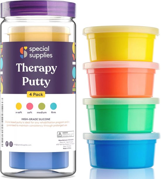 Therapy Putty Set - Stress verlichting - Hand oefeningen - 4 sterktes | bol