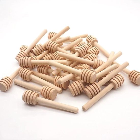 30 x Honinglepels van Hout met Groot Handvat voor Jam of Honingpot | bol