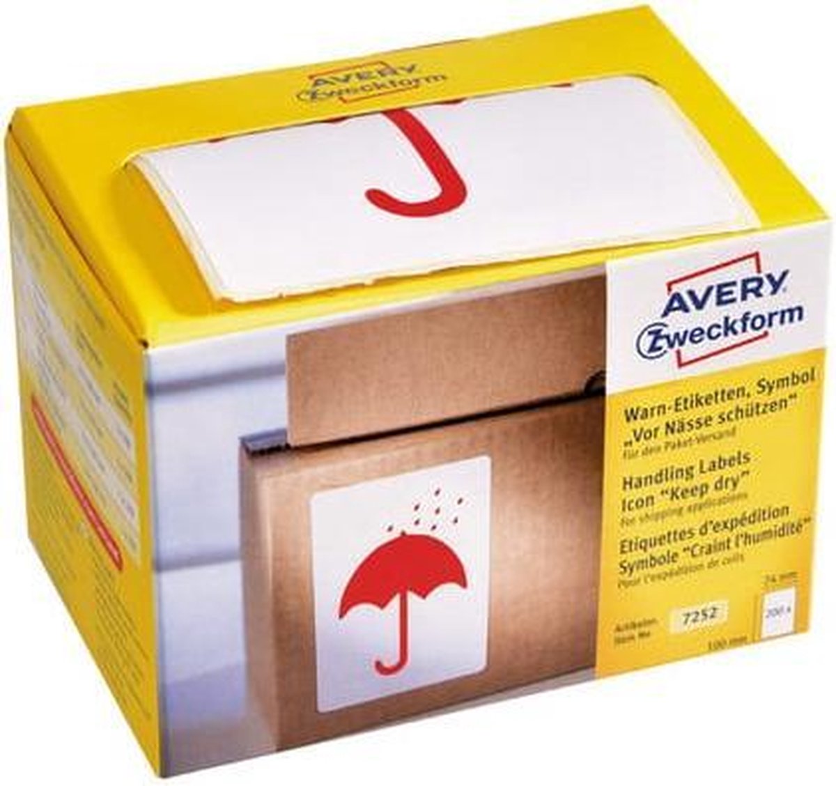 Waarschuwings etiket Avery 'Keep dry' op rol in dispenser 74x100mm ...