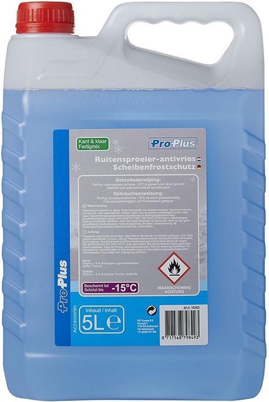 Pro Plus Ruitensproeiervloeistof Antivries - Kant & Klaar vanaf -15 Graden - 5 Liter | bol
