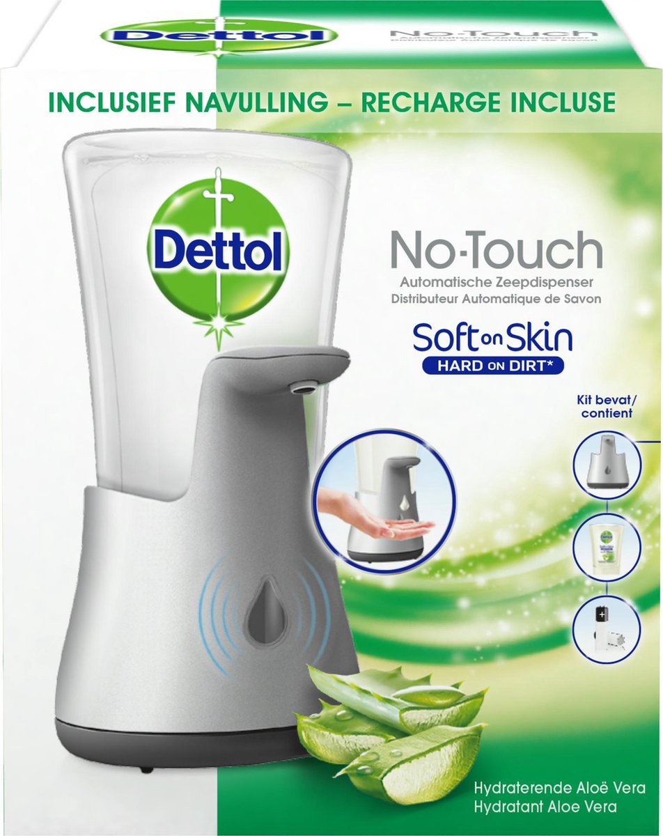 Dettol No-Touch - Distributeur Automatique de Savon Argent avec Recharge d'Aloe Vera -... | bol.com