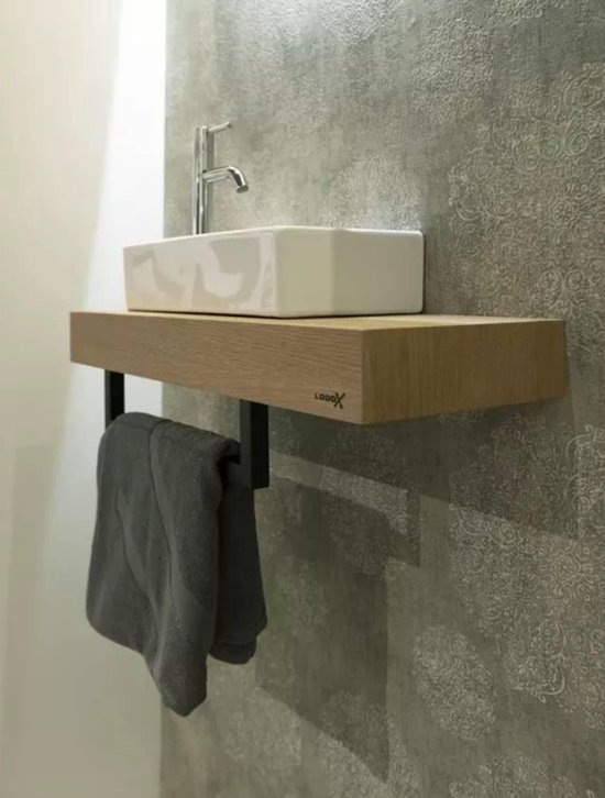 LoooX Wooden Base eiken wastafelblad mini 60x23x7cm eiken old grey | bol.com