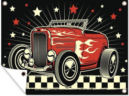 Tuin decoratie tekening van een Amerikaanse auto tussen sterren - 40x30 ...