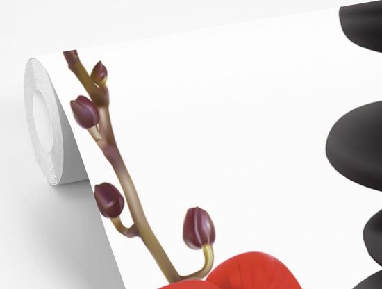 Behang - Fotobehang Een vector illustratie van een rode orchidee met ...