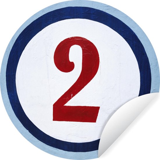 Rouge numéro deux dans un cercle blanc Sticker mural cercle mural ⌀ 140 ...