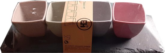 Excellent Houseware Tapasset - 3 hoge bakjes op luxe plank - 30 cm ...