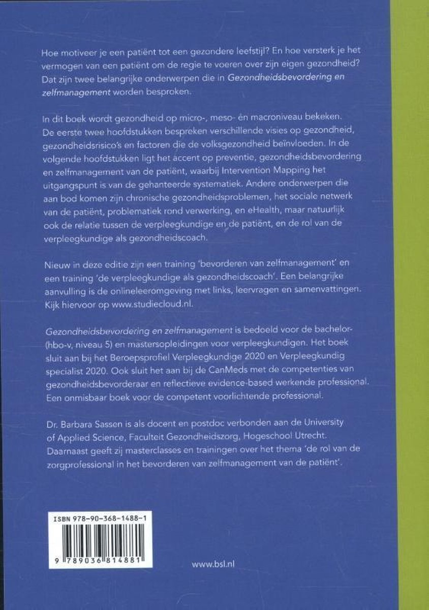 Gezondheidsbevordering En Zelfmanagement 9789036814881 Barbara