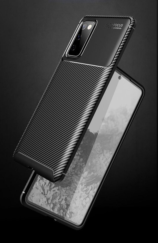 Samsung Galaxy S20 FE Hoesje Siliconen Carbon TPU Back Cover Zwart ...