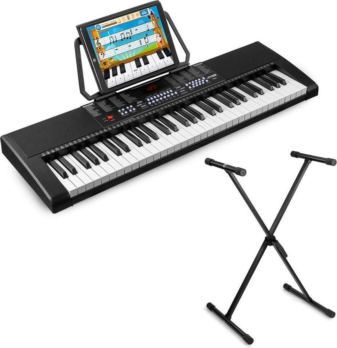 Keyboard piano - MAX KB4 keyboard 61 toetsen, keyboard set met keyboard ...