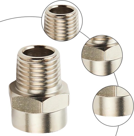 Verloopstuk messing 3/8 naar 1/2 inch reduceerverlenging DN10 naar DN15 ...