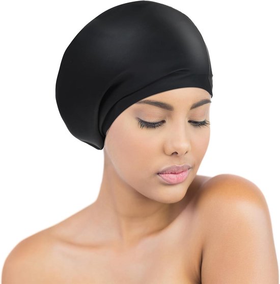 Allecto Plus - Zwemmuts voor lang haar, zwarte badmuts voor dames en ...