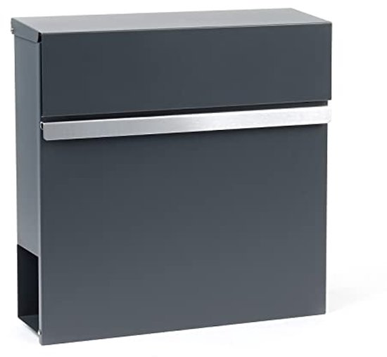 Moderne brievenbus met krantenrol – antraciet en zilver – afsluitbare ...
