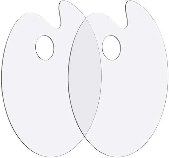 2 Pcs Acrylic Paint Palette Transparent Oval Moist Palette with Handle ...