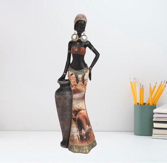 Premium - Vrouw sculptuur hars Afrikaanse beelden 30 cm tribal dame ...
