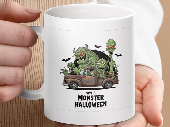 Mok Monster Halloween Mug, Cartoon Monsters, Truck Art, Halloween Decor ...