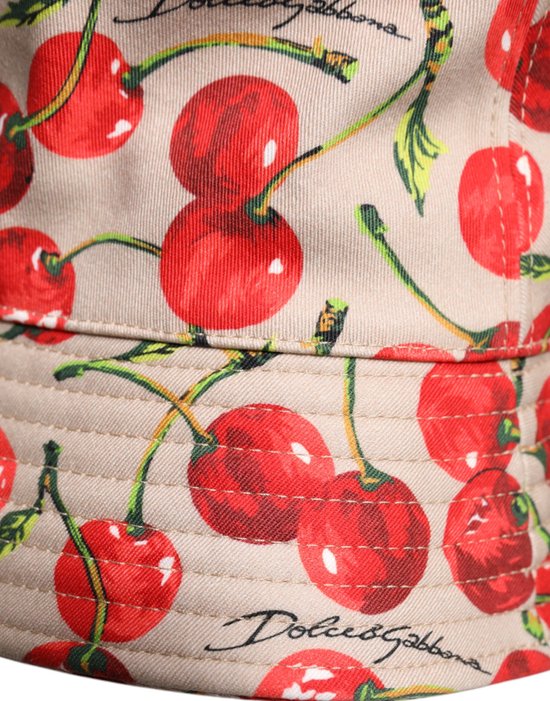 Cherry Print Bucket Hat - Beige Hats | bol